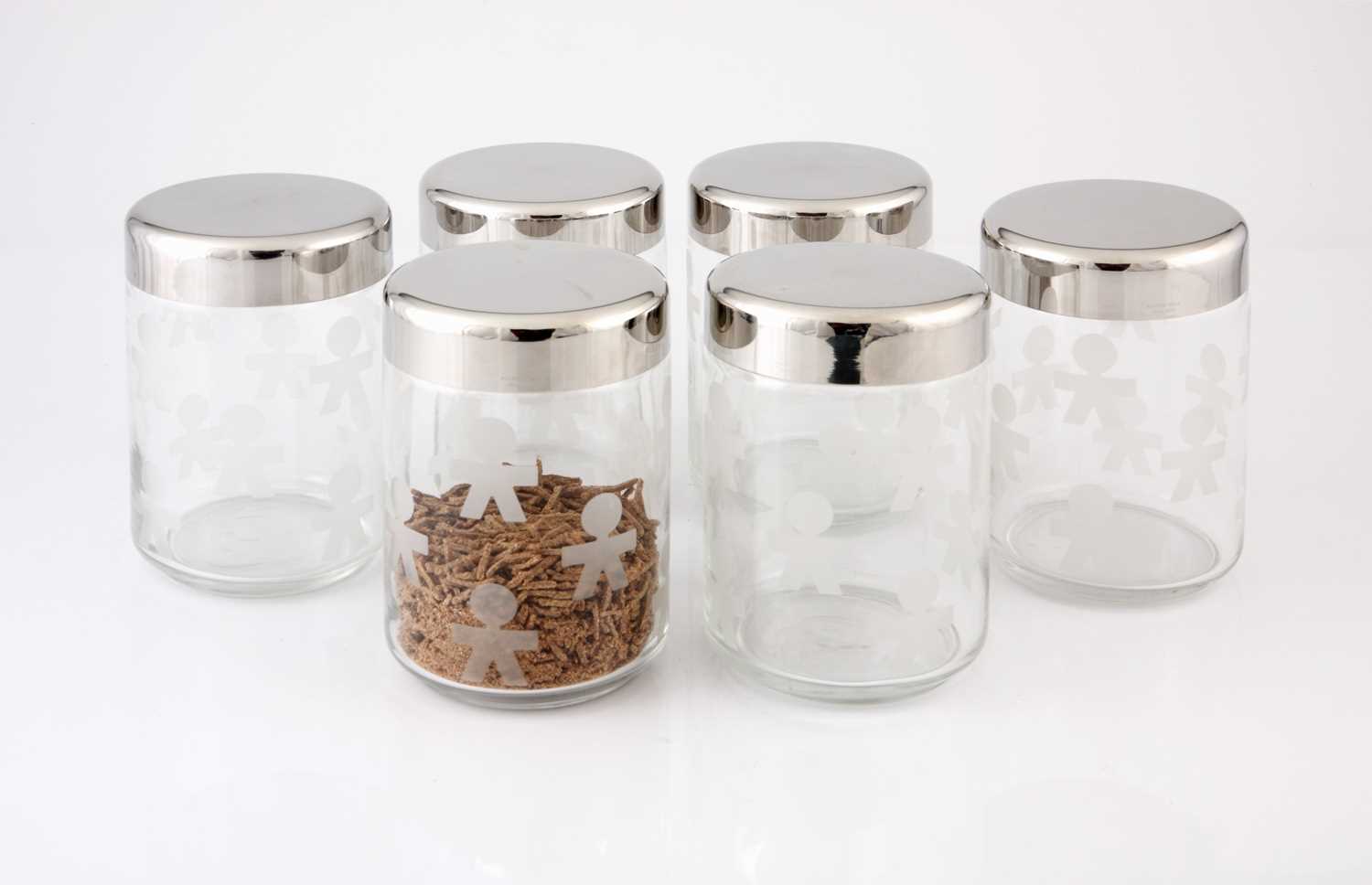 Lot 118 - Six Alessi storage jars designed by